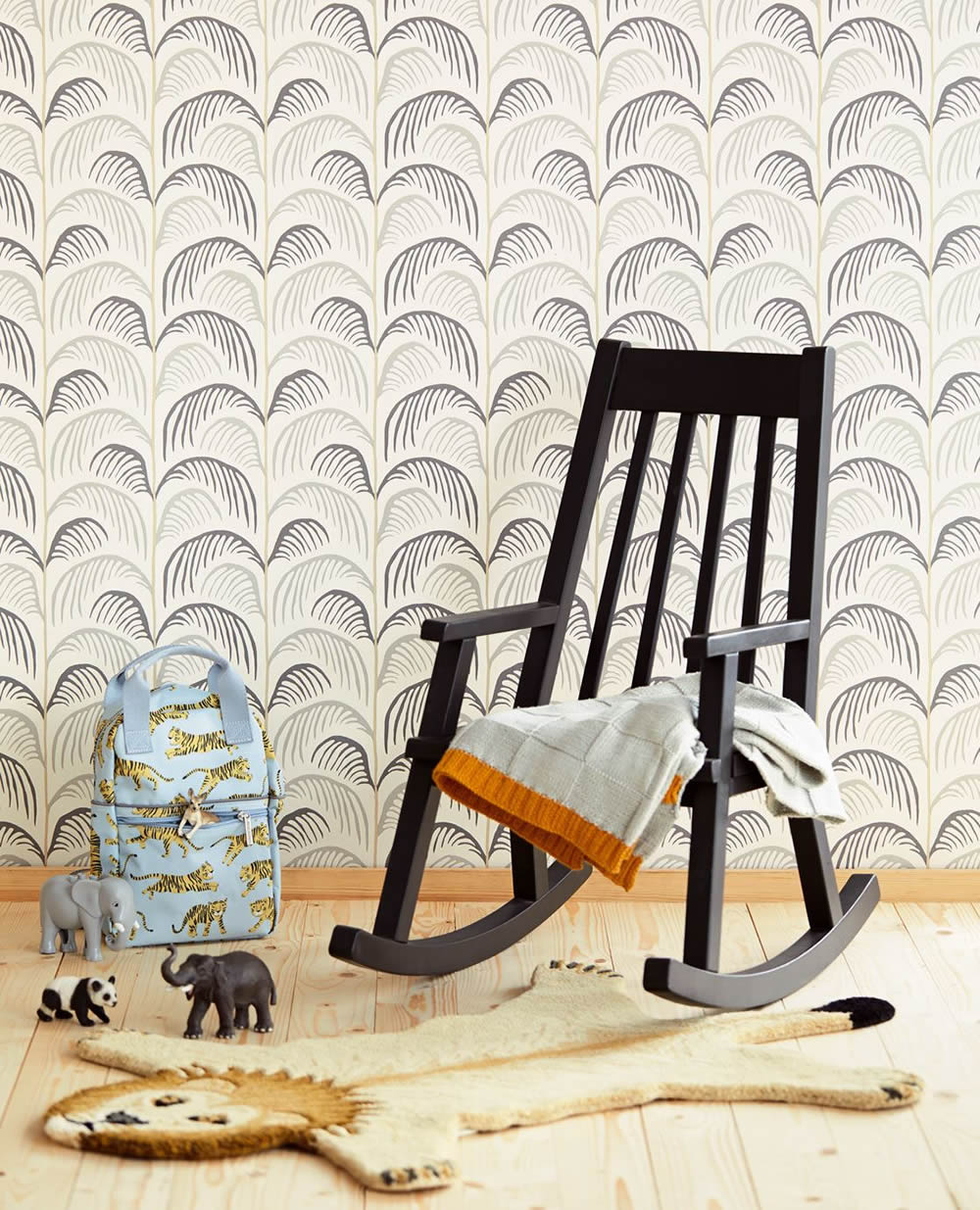 Tapete Kinder Palmen Grau