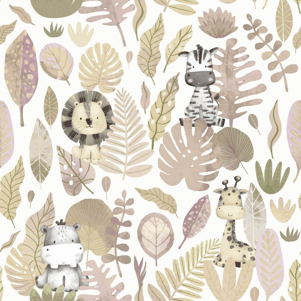 Vliestapete Tiere Dschungel Naturmotive rosa beige 014838 _L